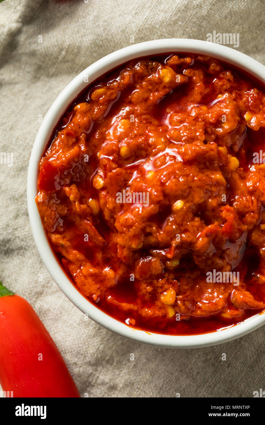 Hot Red Calabrian Pepper Sauce Spread in a Bowl Stock Photo - Alamy