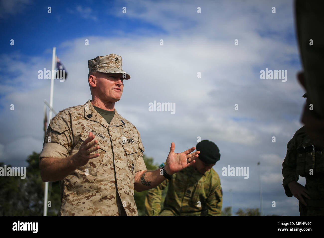 U.S. Marine Sgt. Maj. Paul McKenna speaks to Australian Soldiers during ...