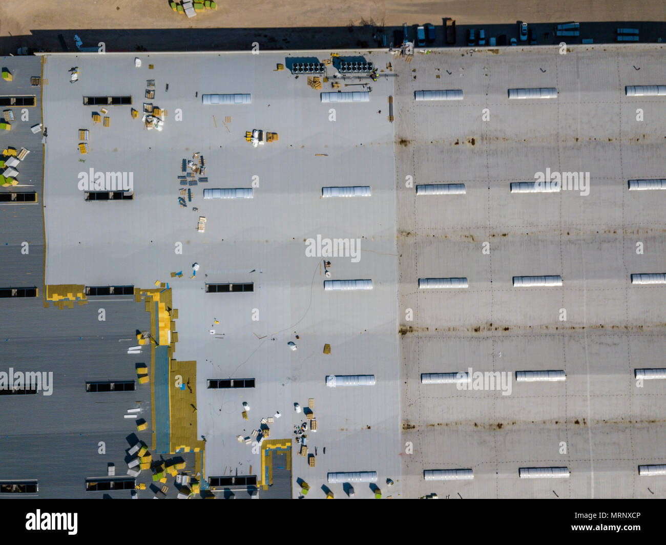drone image. aerial view of factory rooftop. latvia Stock Photo - Alamy