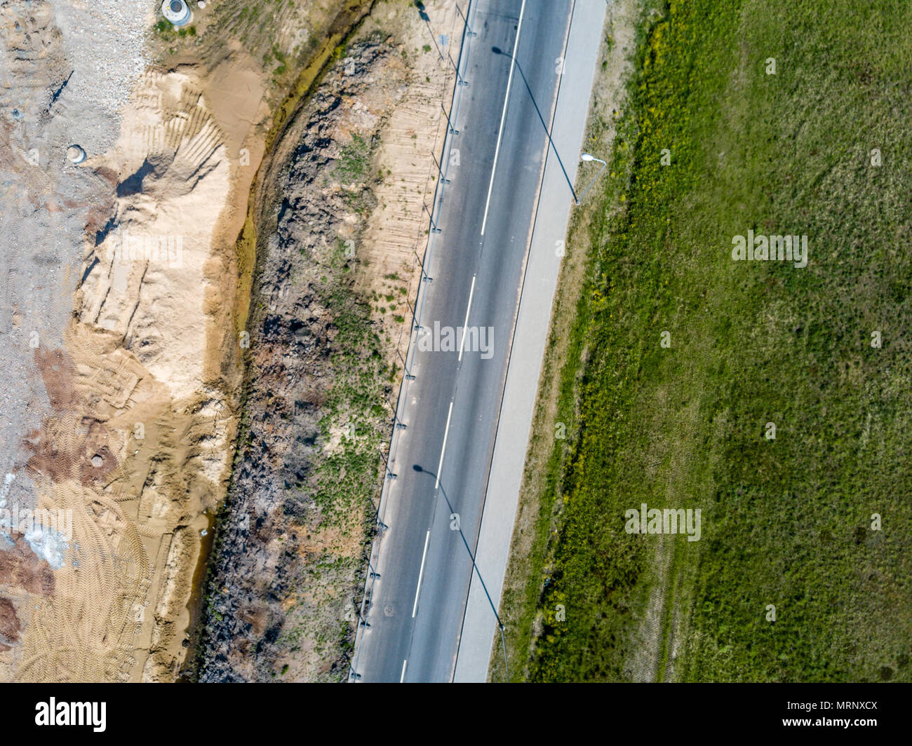 drone image. aerial view of transport roundabout on highway. latvia ...
