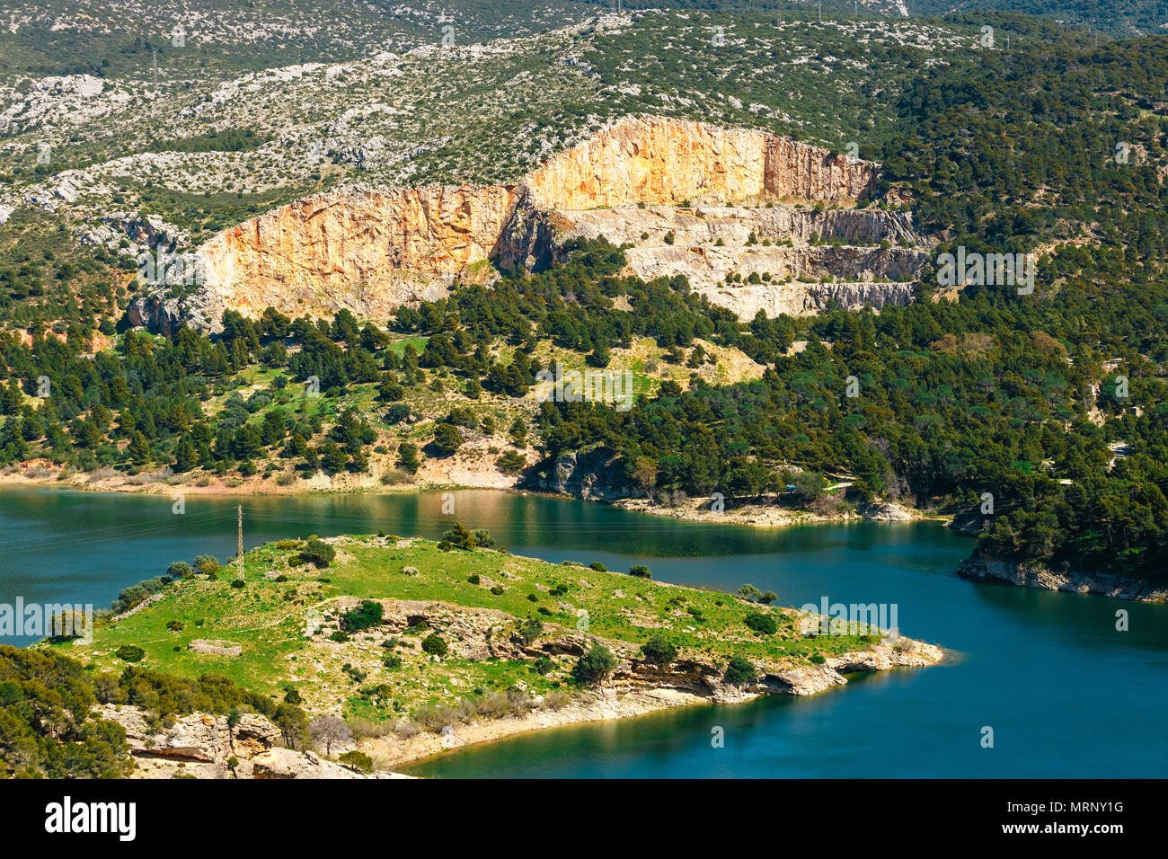 Beautiful mountain landscape near El Chorro Gorge, Andalusia, Spain ...