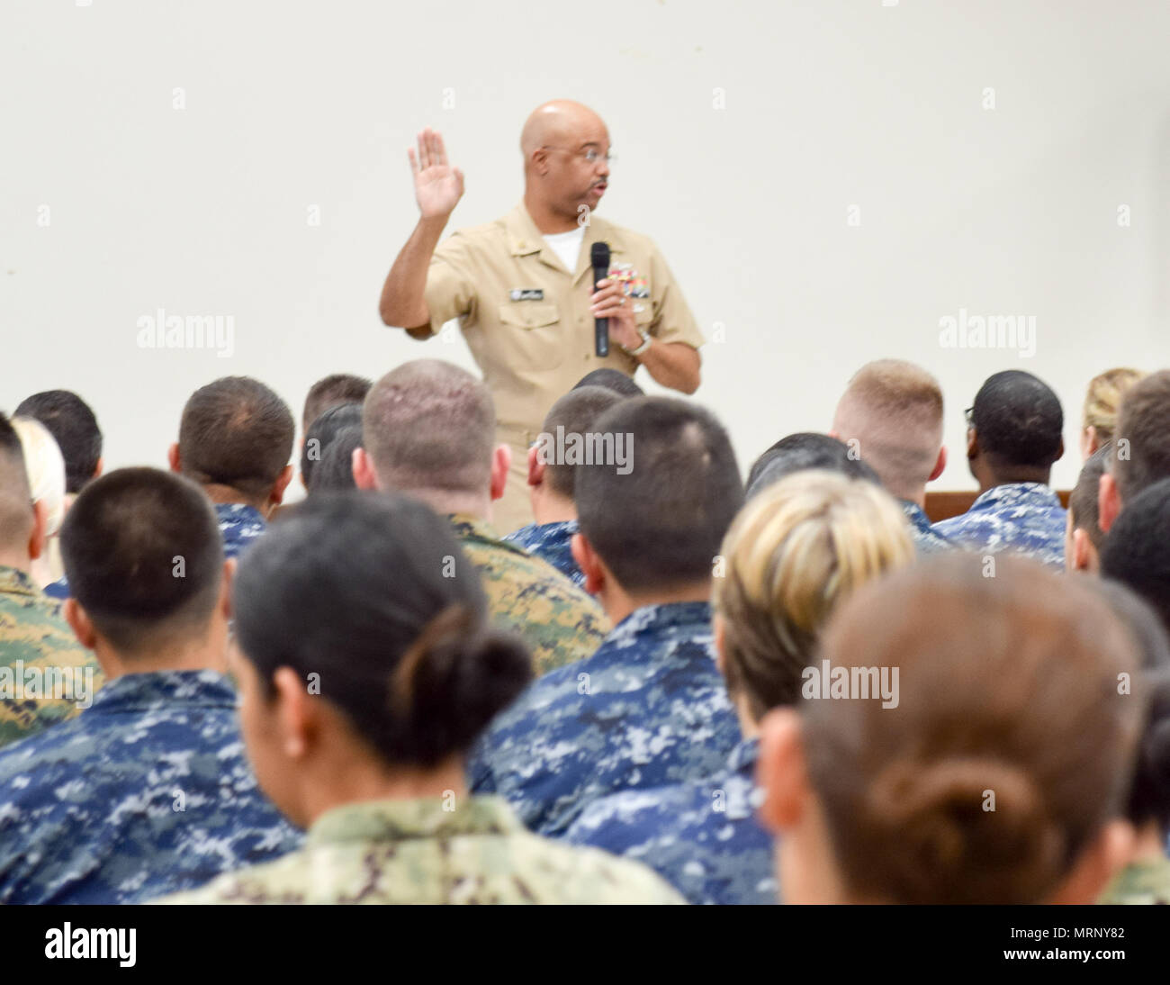 (June 25, 2017) Navy Reserve Force Master Chief C.J. Mitchell speaks ...