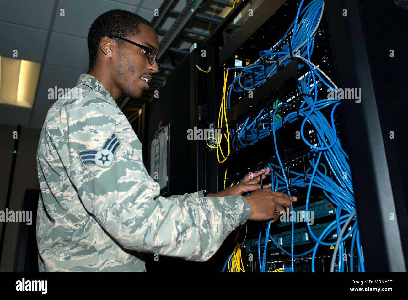 U.S. Air Force Senior Airman Christopher Evans, a cyber transport ...