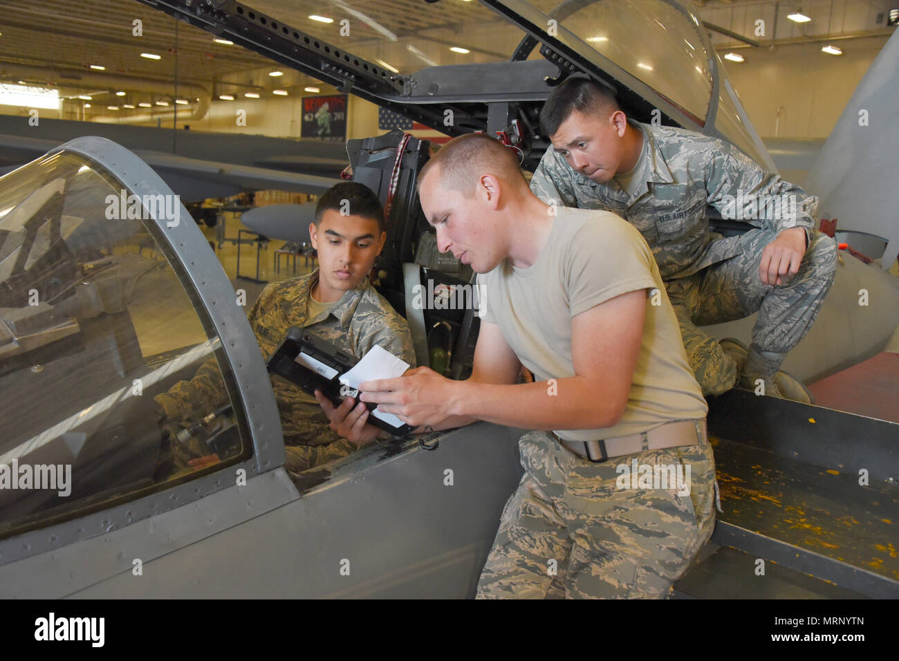 Airmen Michael Alejo, Dyllan Galloway and Jacob Ramirez, 363rd Training ...