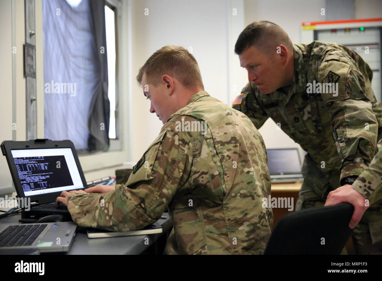 U.S. Army Sgt. Christopher Glenn, a projects and engineering technician assigned to the 44th ...