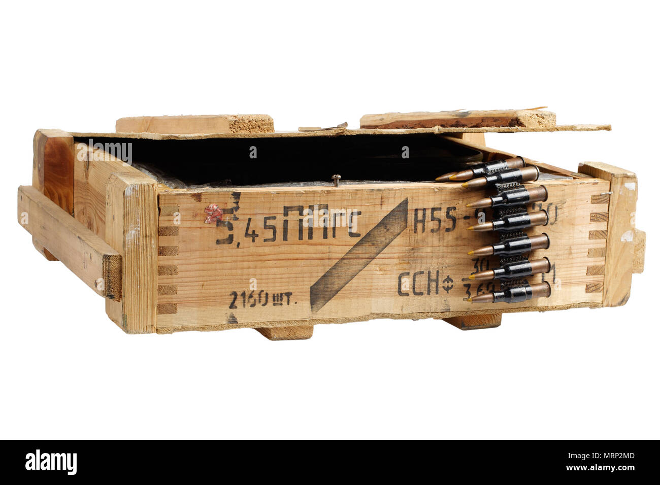army box with ammunition belt isolated Stock Photo - Alamy