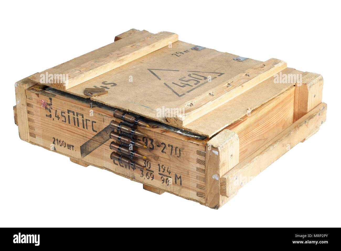 army box with ammunition belt isolated Stock Photo - Alamy