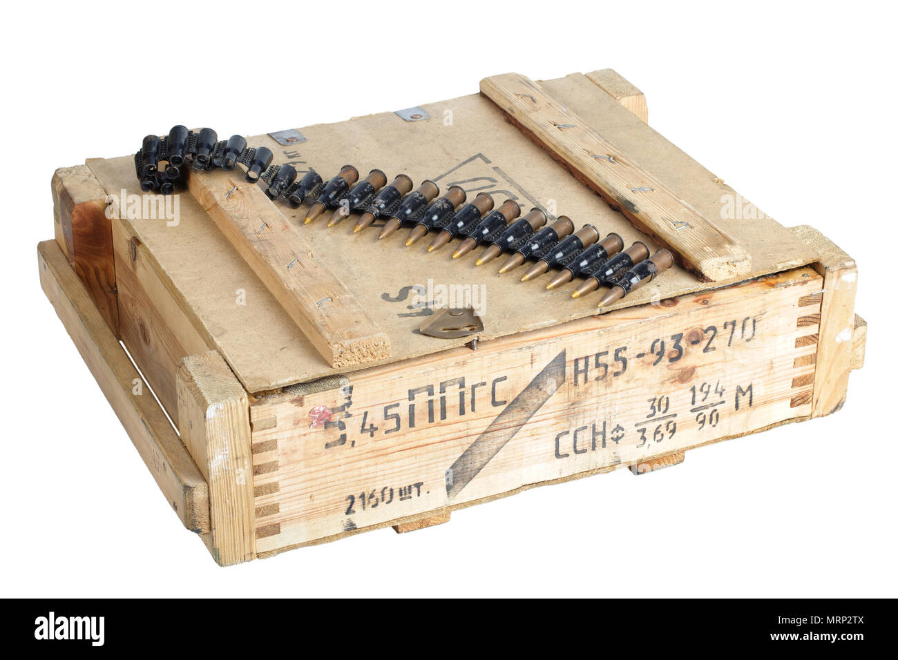 army box with ammunition belt isolated Stock Photo - Alamy