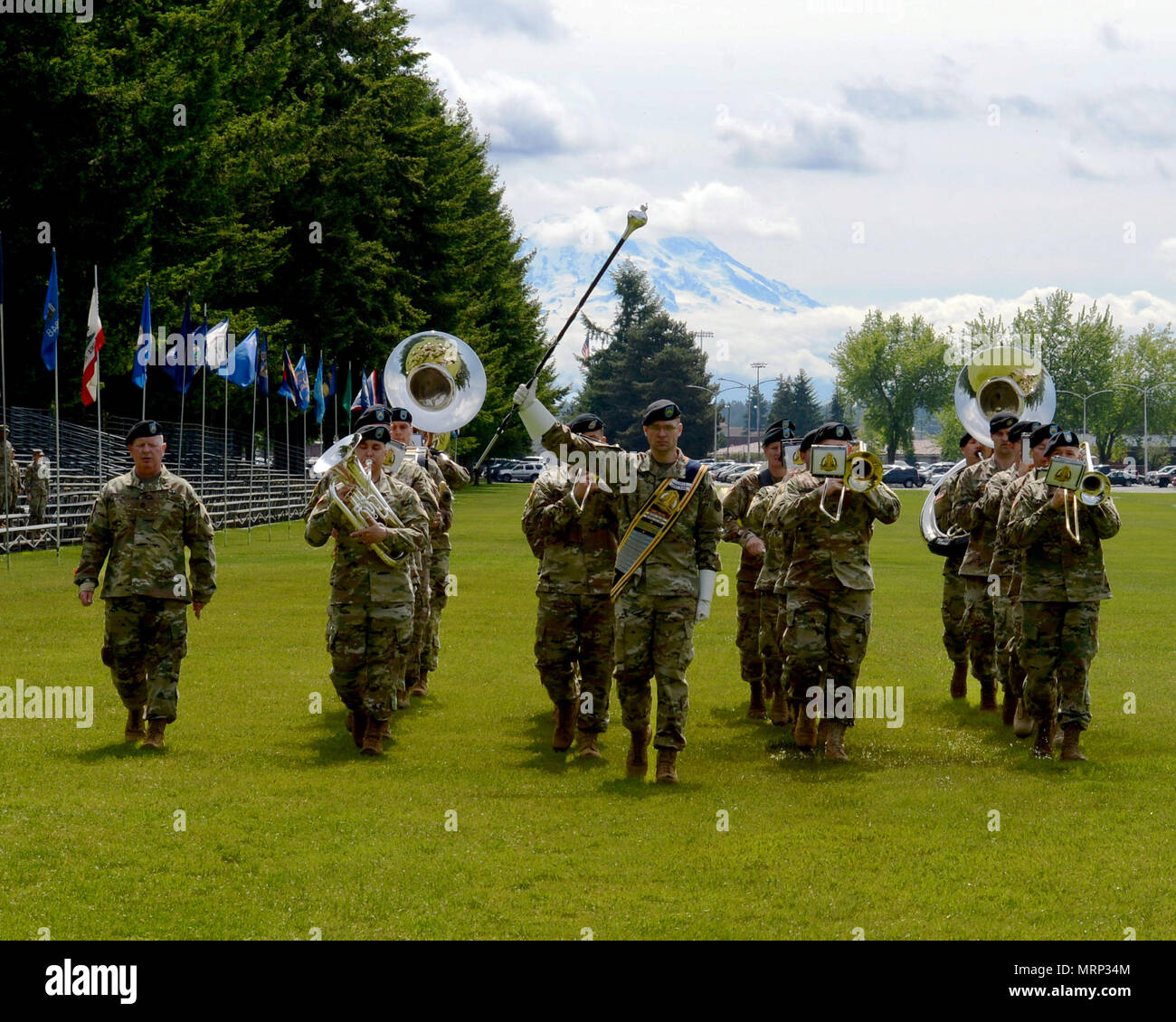 The 56th Army Band passes in review during the 308th Brigade Support ...