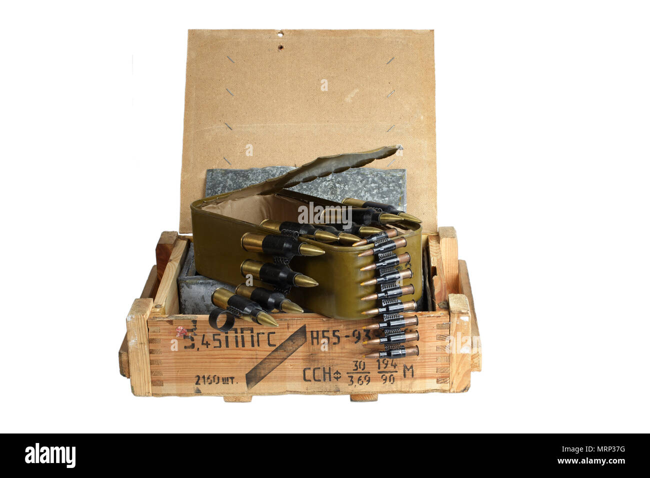 army box with ammunition belt isolated Stock Photo - Alamy