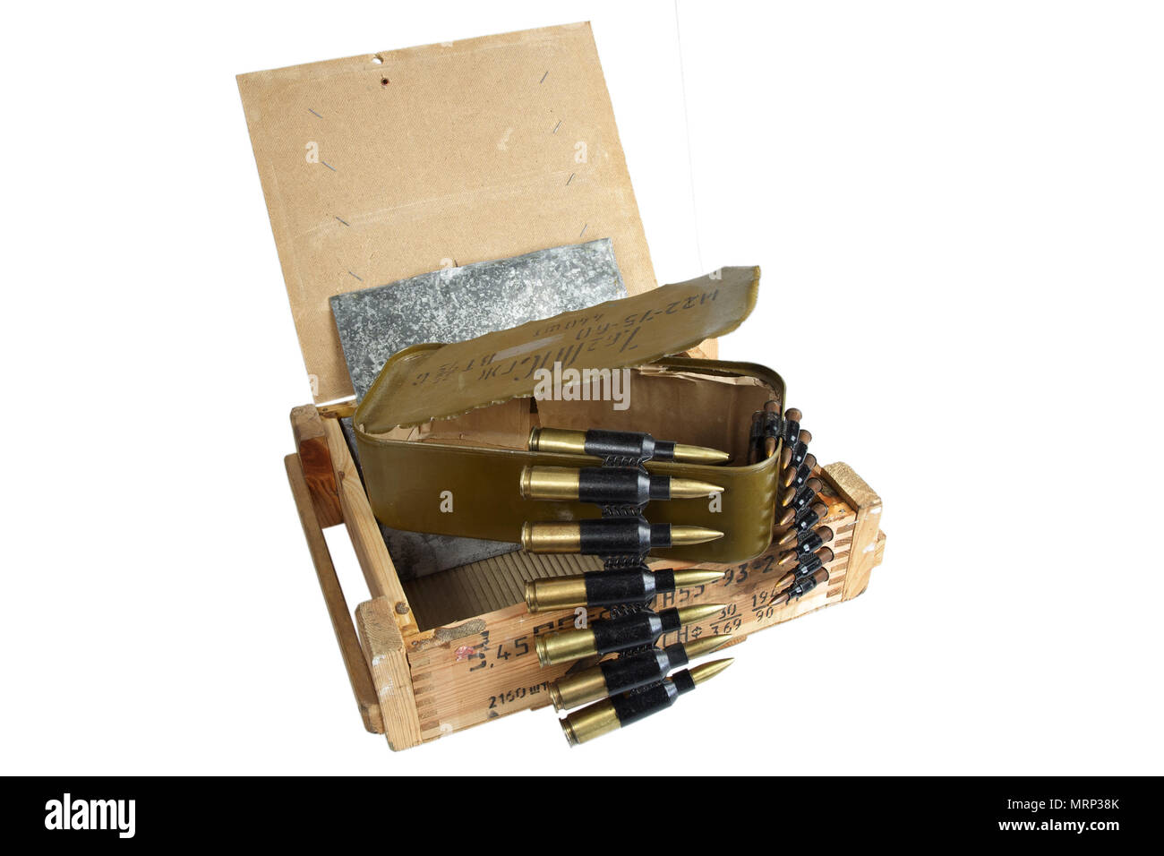 army box with ammunition belt isolated Stock Photo - Alamy