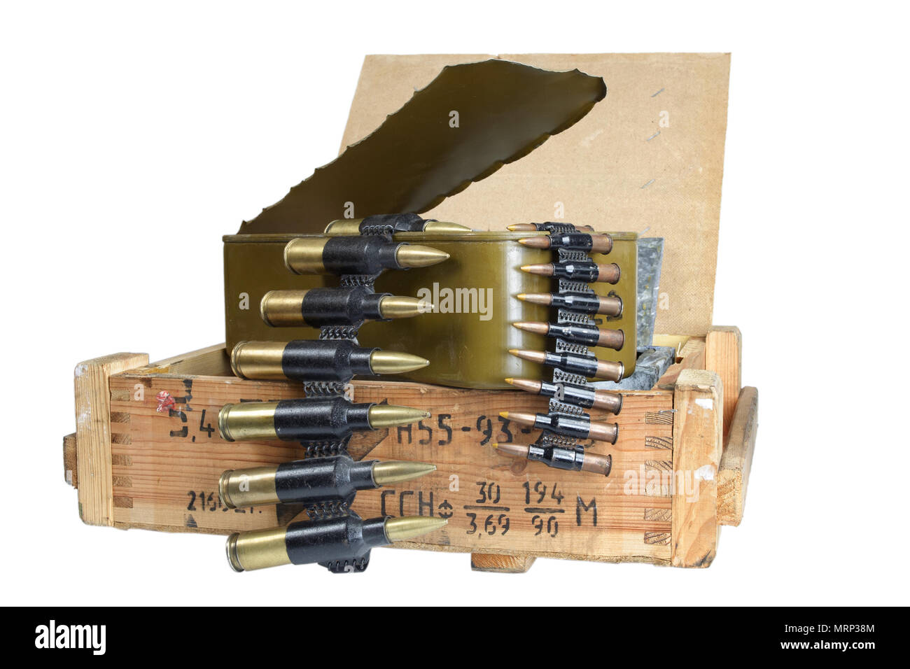 army box with ammunition belt isolated Stock Photo - Alamy