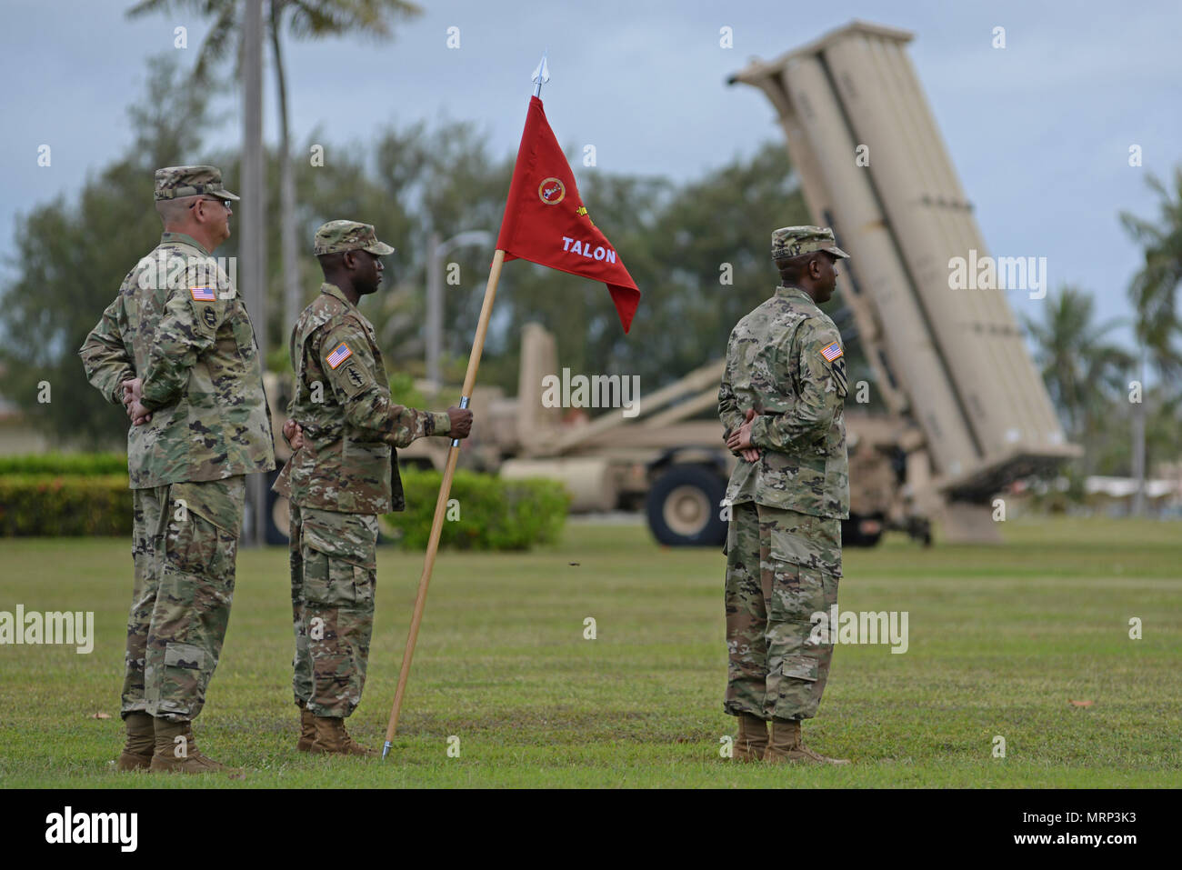U.S. Army Task Force Talon members stand in formation during a change ...