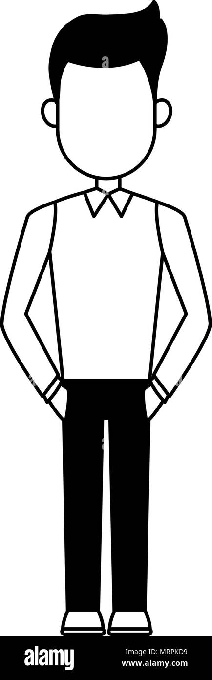 Young man faceless cartoon in black and white colors Stock Vector Image ...