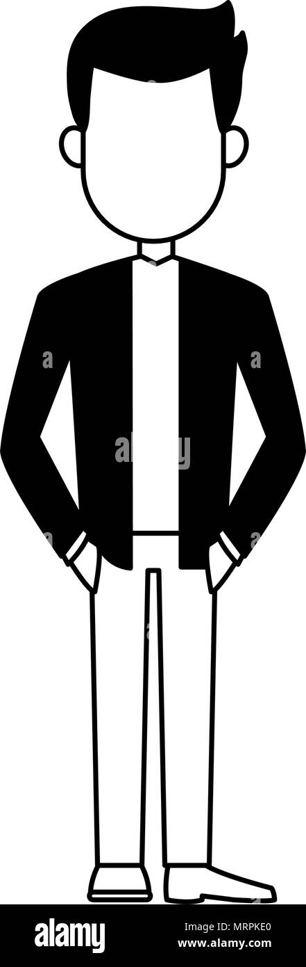 Executive businessman faceless cartoon in black and white colors Stock ...