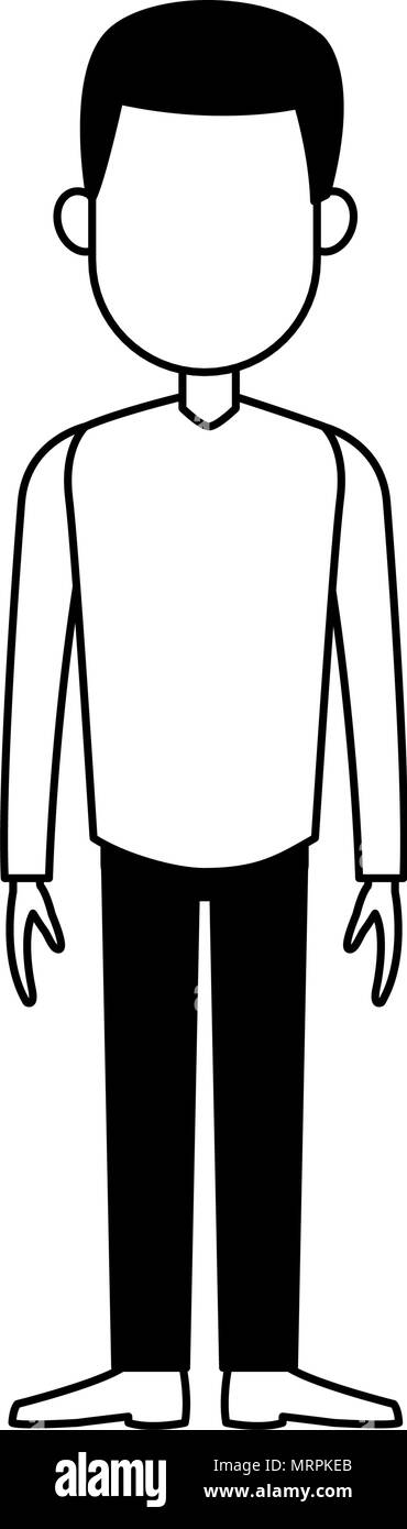 Young man faceless cartoon in black and white colors Stock Vector Image ...