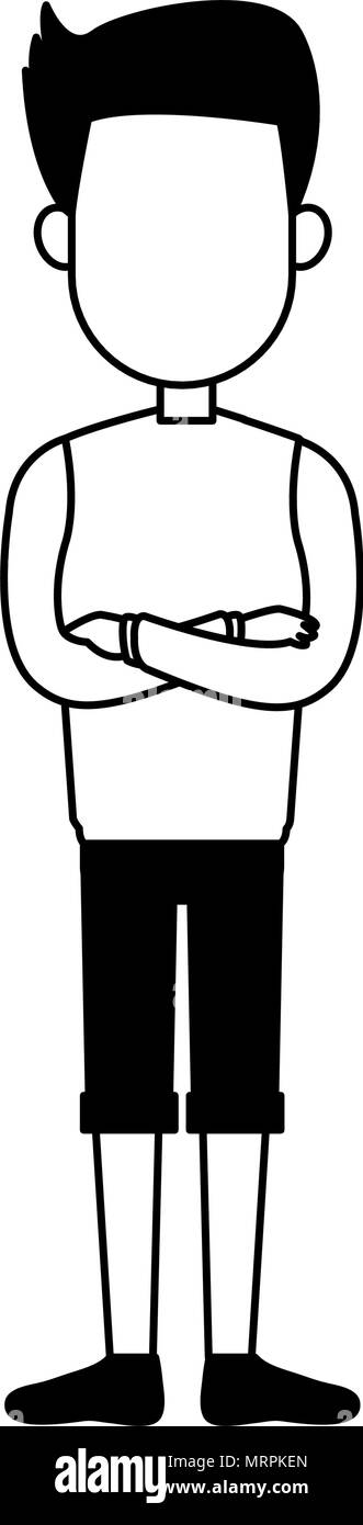 Young man faceless cartoon in black and white colors Stock Vector Image ...