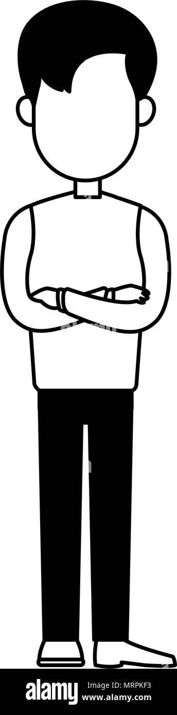 Young man faceless cartoon in black and white colors Stock Vector Image ...
