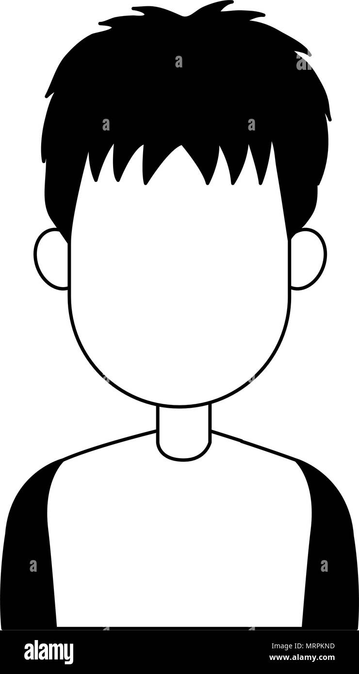 Young man faceless cartoon in black and white colors Stock Vector Image ...