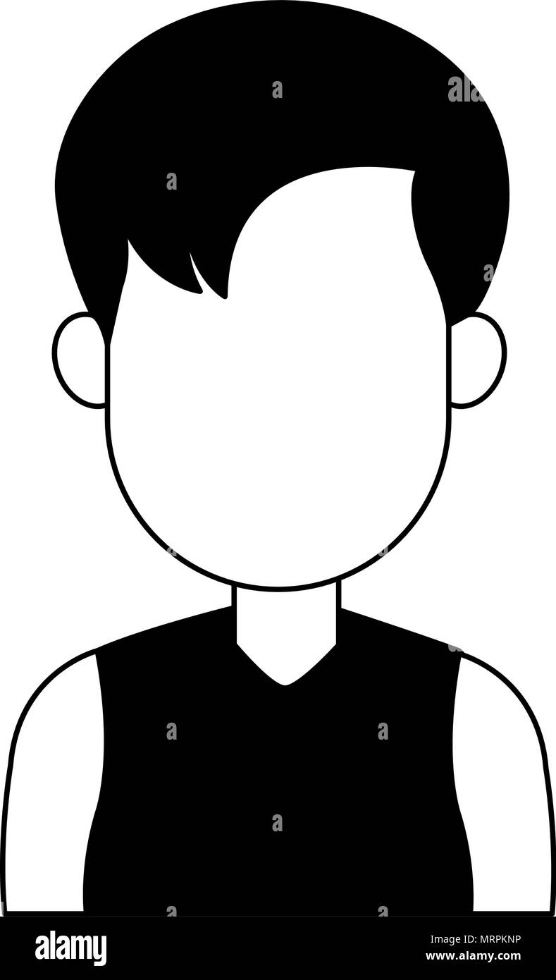Young man faceless cartoon in black and white colors Stock Vector Image ...