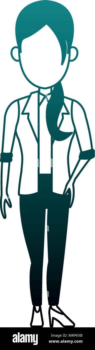 Executive business woman faceless cartoon in blue lines Stock Vector ...