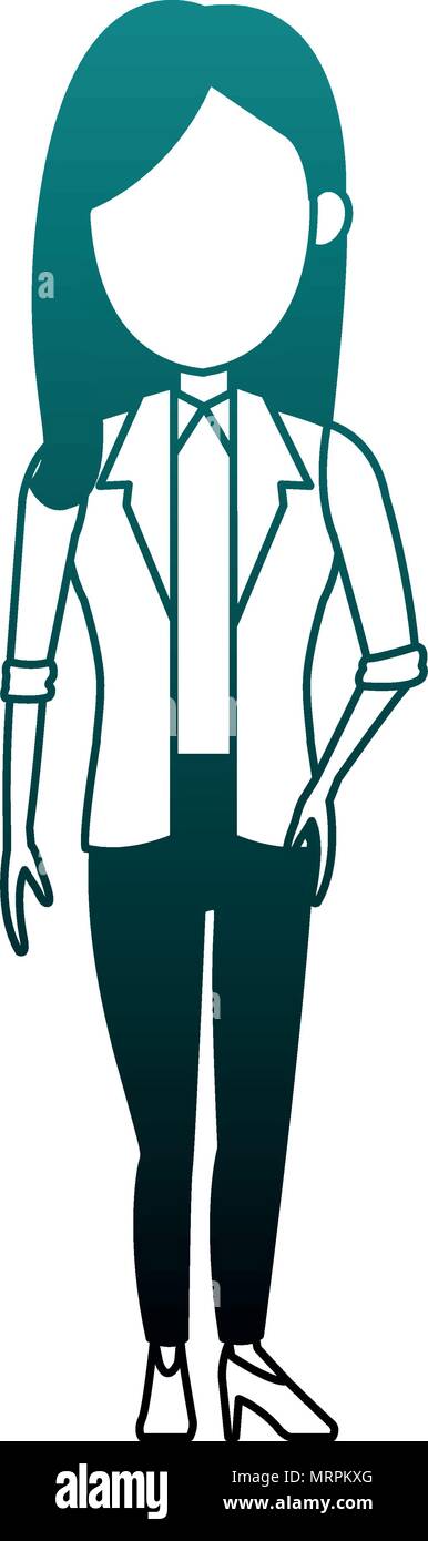 Executive business woman faceless cartoon in blue lines Stock Vector ...