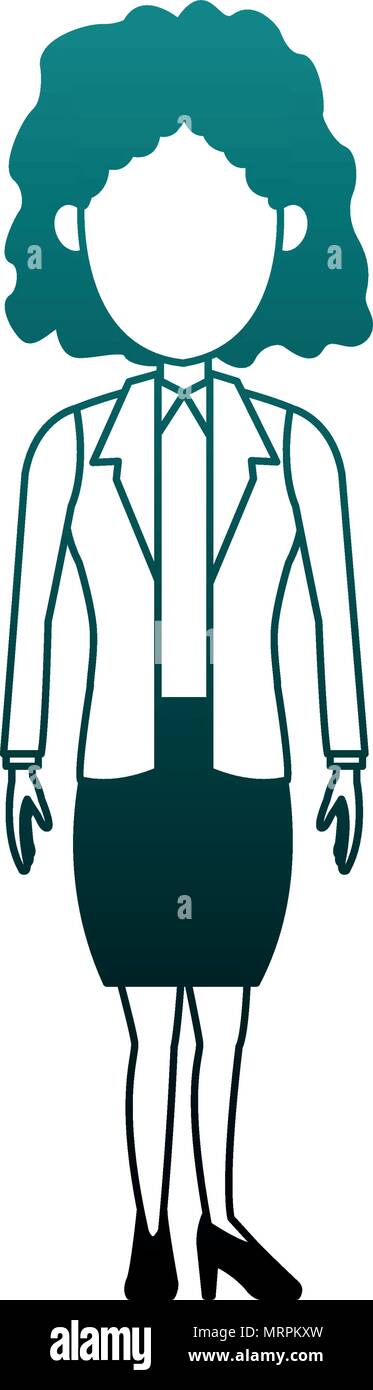Executive business woman faceless cartoon in blue lines Stock Vector ...