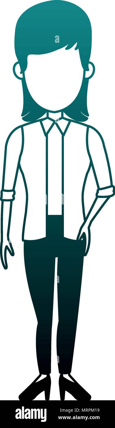 Executive business woman faceless cartoon in blue lines Stock Vector ...