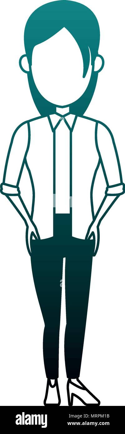 Executive business woman faceless cartoon in blue lines Stock Vector ...