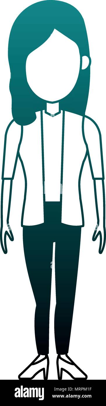 Executive business woman faceless cartoon in blue lines Stock Vector ...