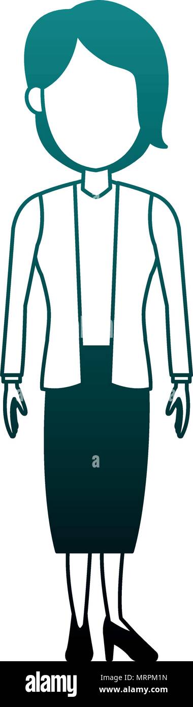 Executive business woman faceless cartoon in blue lines Stock Vector ...