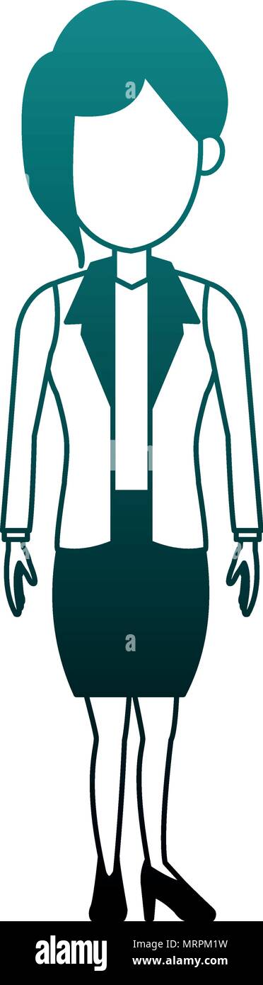 Executive business woman faceless cartoon in blue lines Stock Vector ...