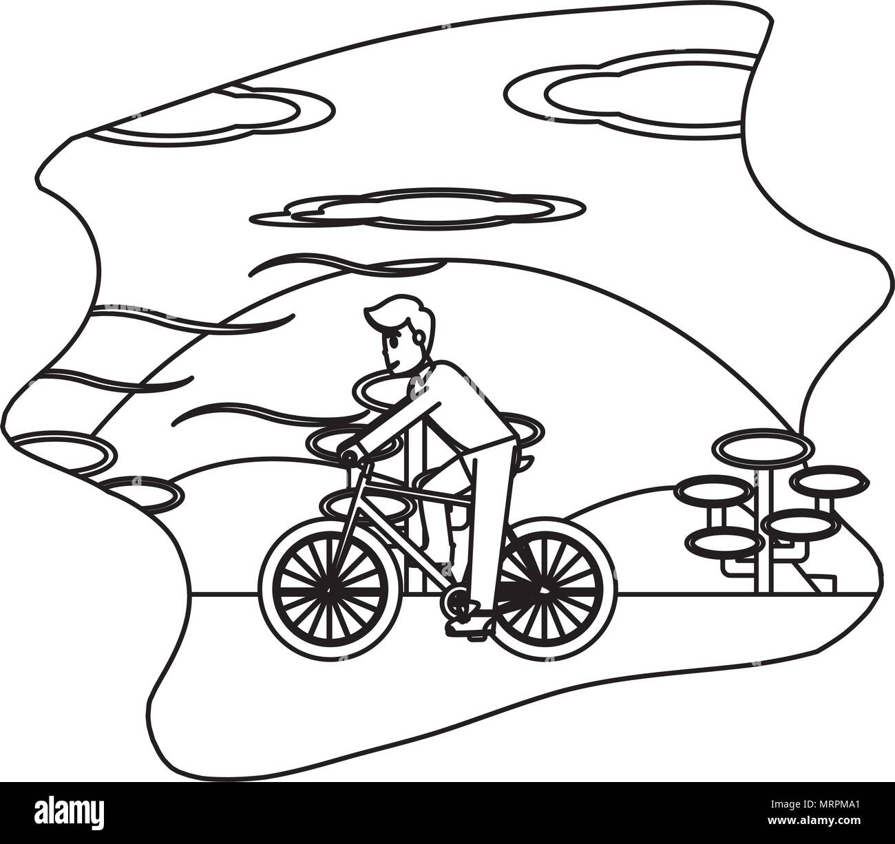 line man ride bicycle in the nature landscape Stock Vector Image & Art ...