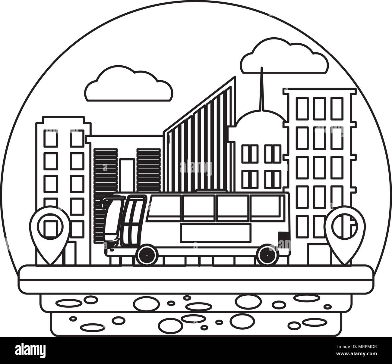 line side bus urban transport to building location Stock Vector Image ...