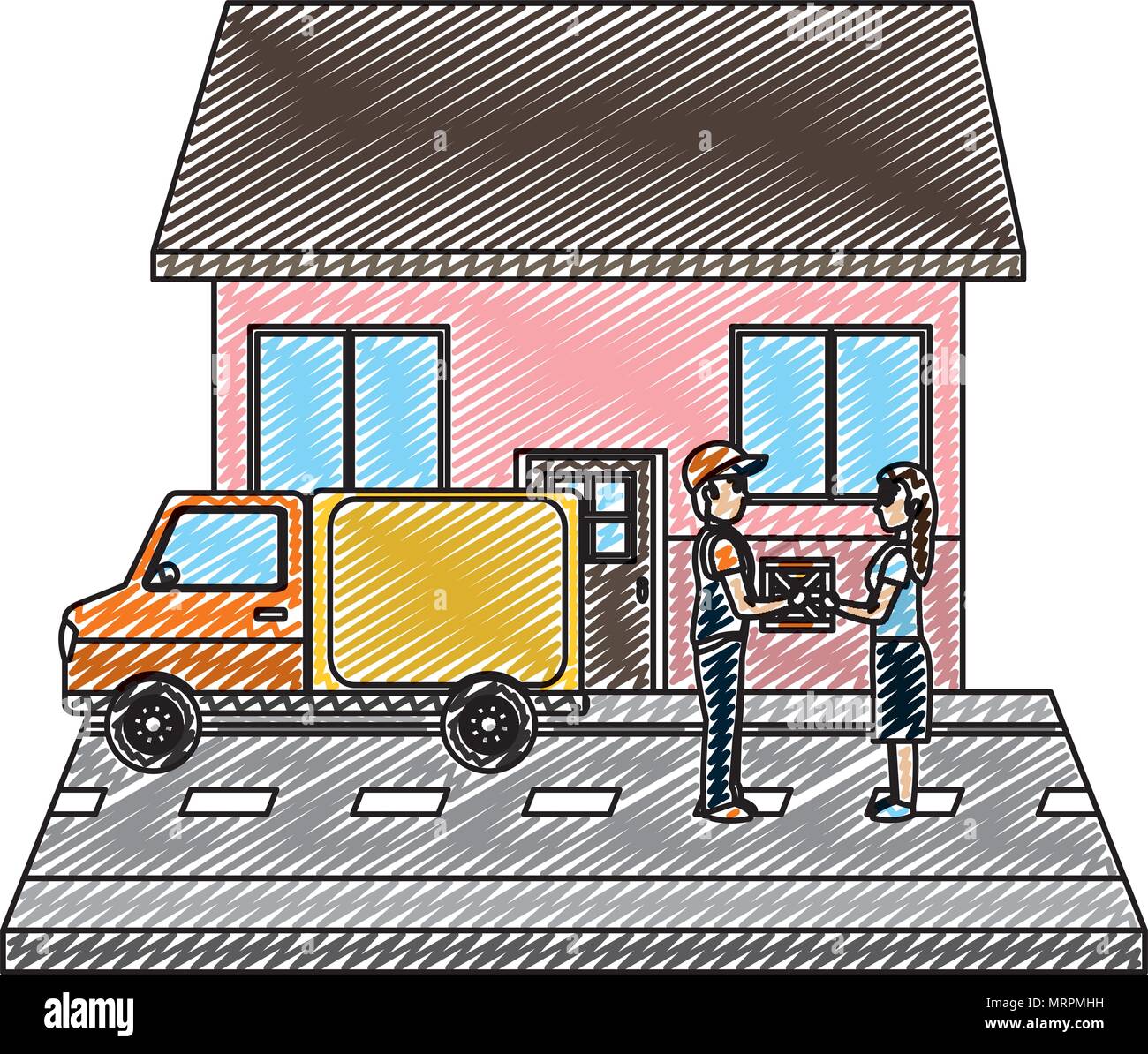 Receiving a package Stock Vector Images - Alamy