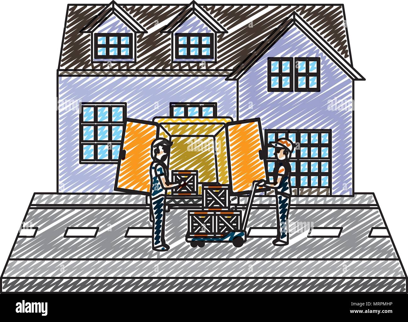 Front door delivery Stock Vector Images - Alamy