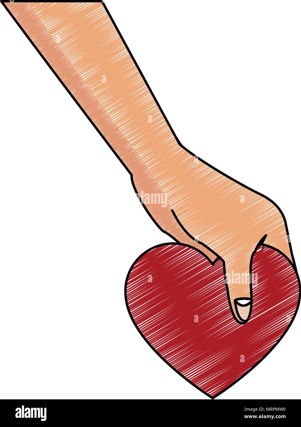 Hand with heart scribble Stock Vector Image & Art - Alamy