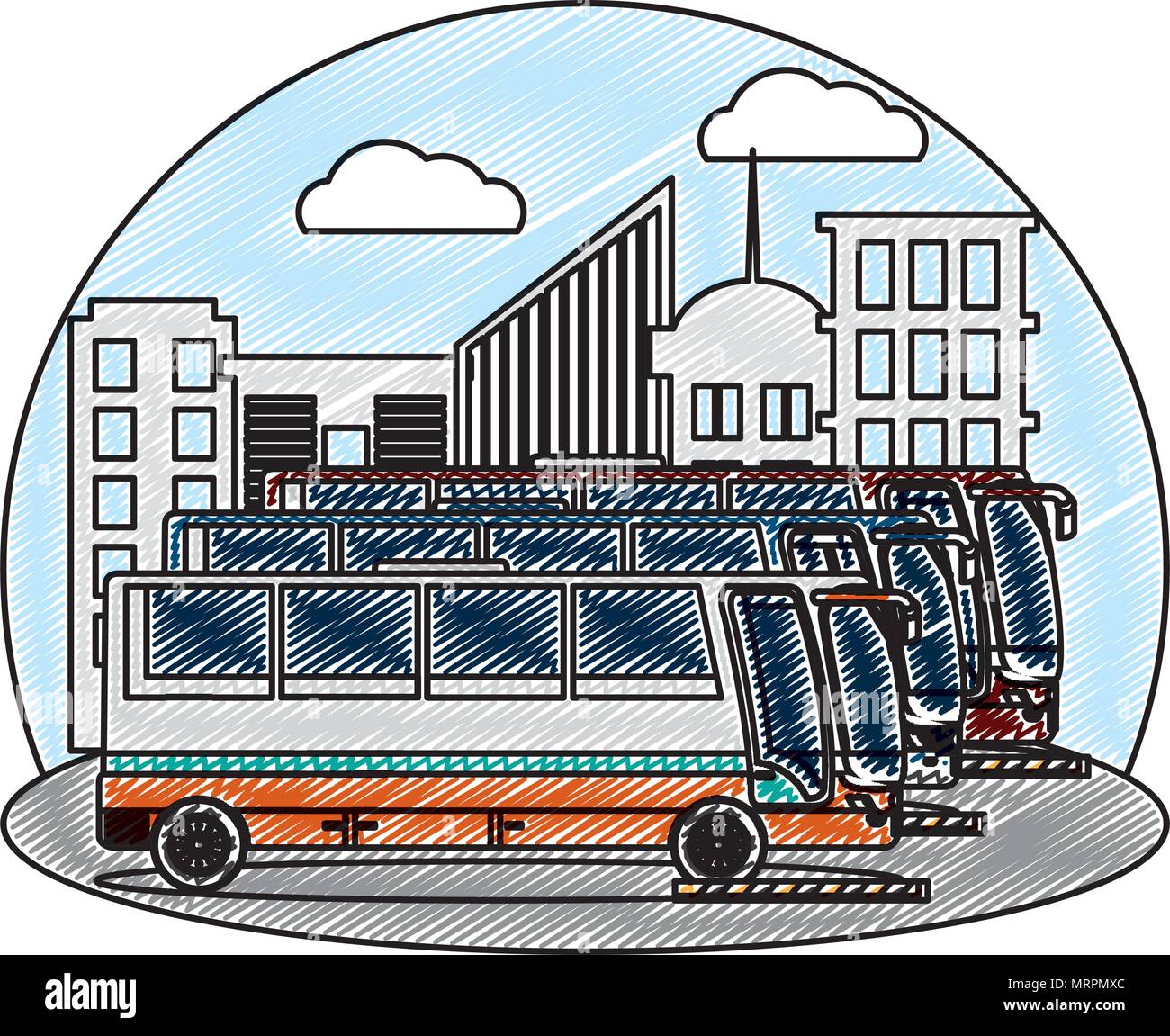doodle side buses city passenger transport Stock Vector Image & Art - Alamy