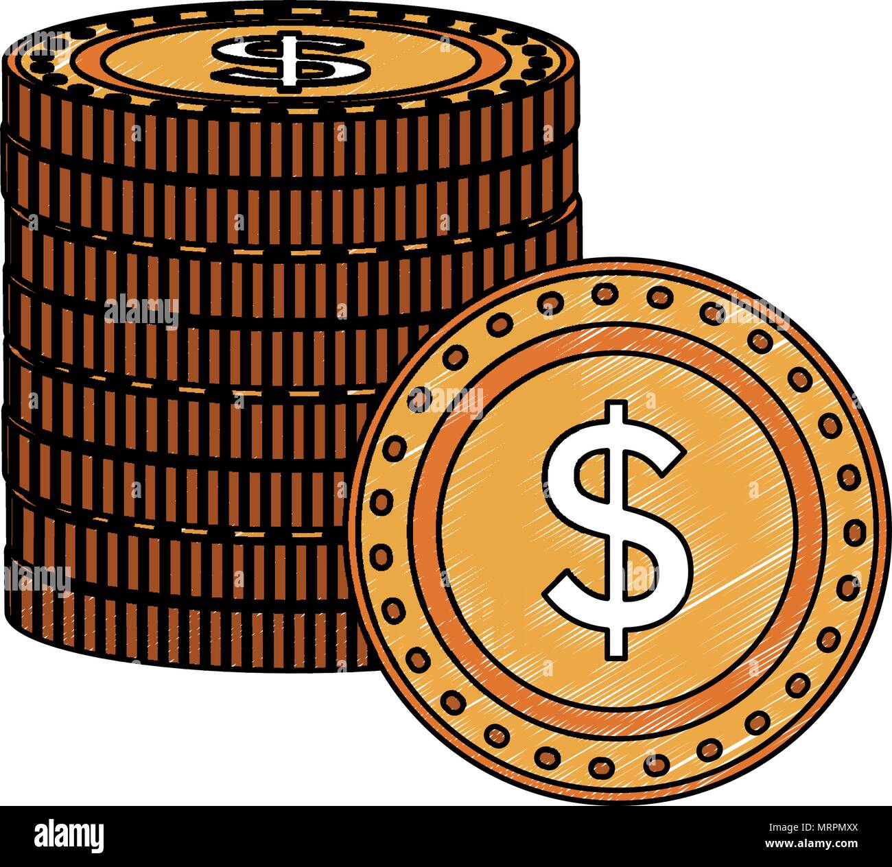 Coins stacked cartoons scribble Stock Vector Image & Art - Alamy