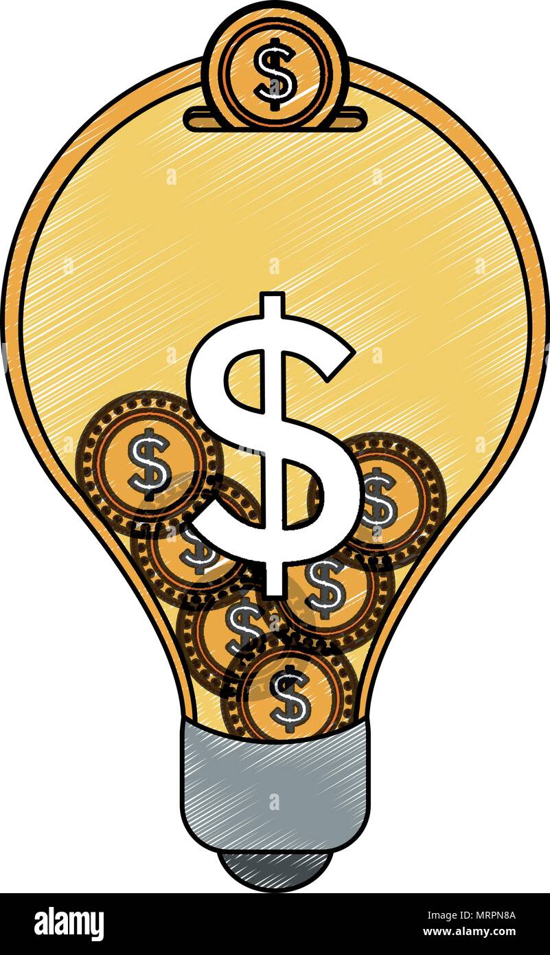 Light bulb with coins inside scribble Stock Vector Image & Art - Alamy