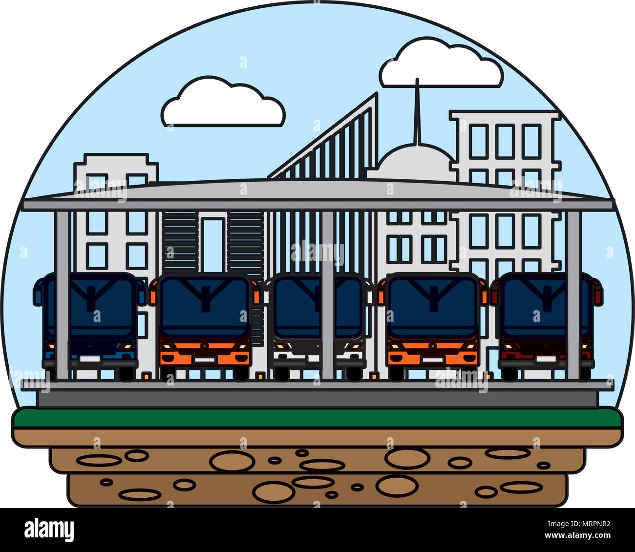 color front buses transport and city station Stock Vector Image & Art ...