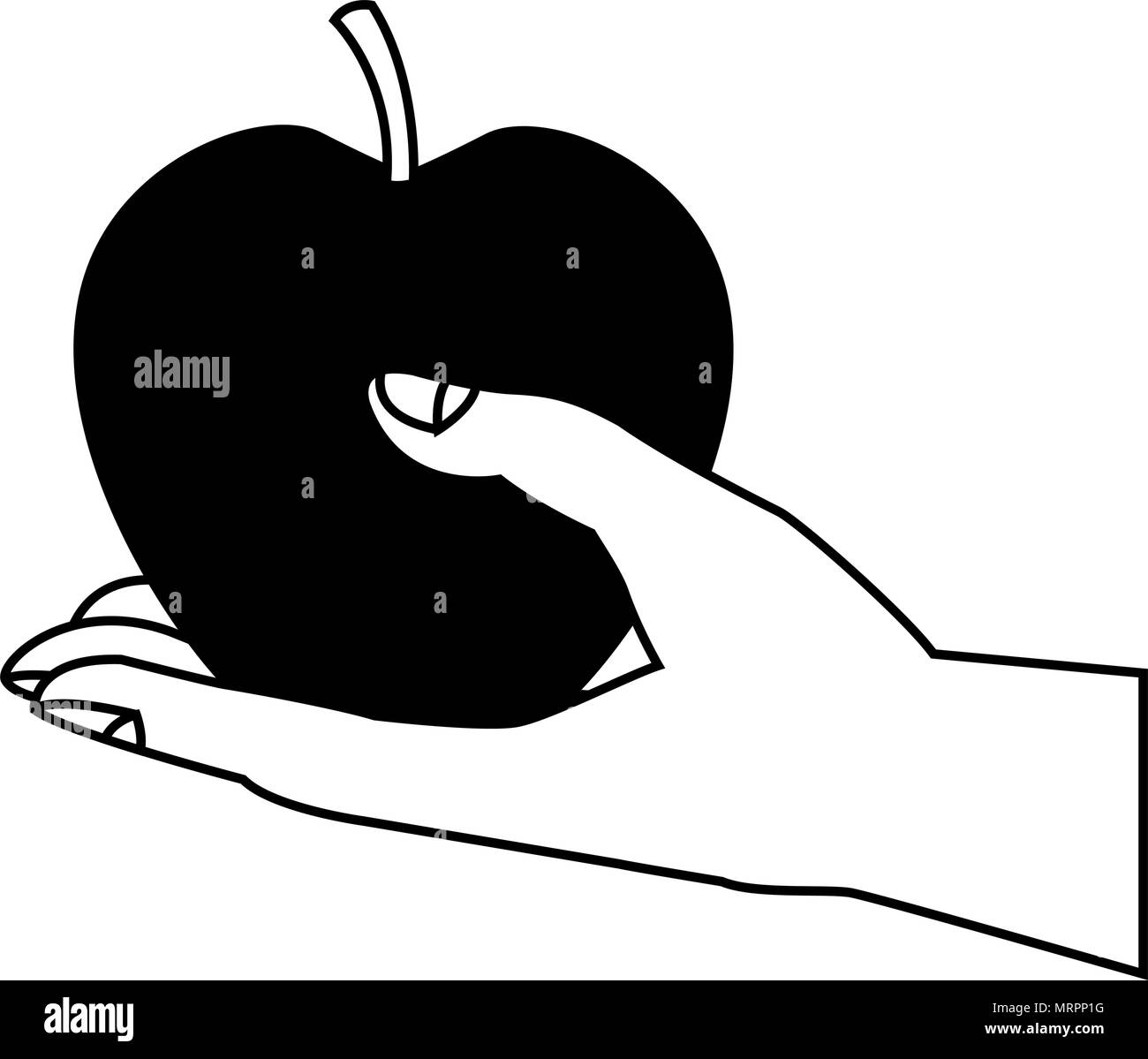 Hand holding apple in black and white Stock Vector Image & Art - Alamy