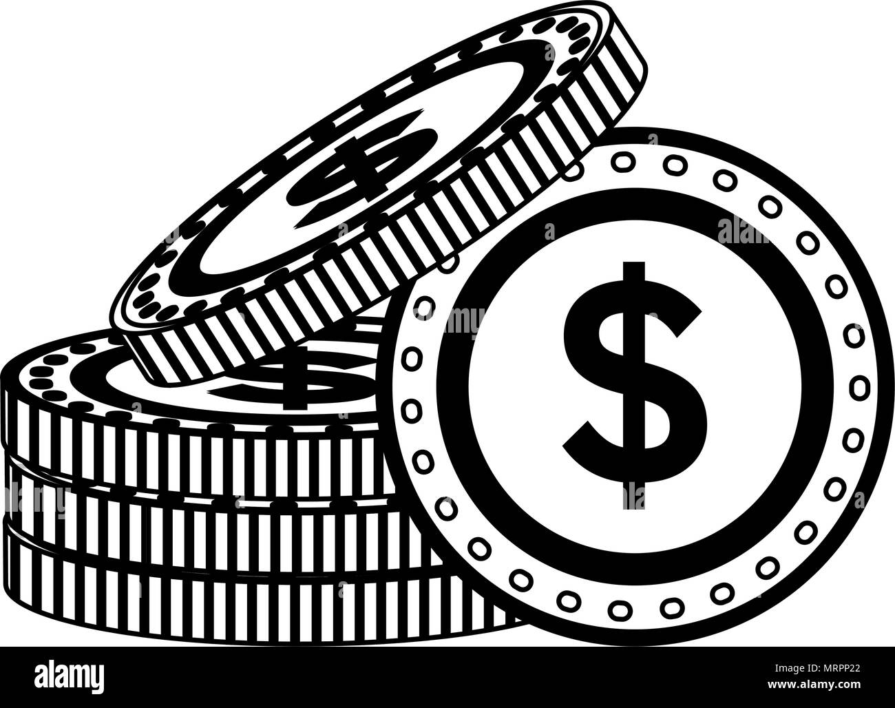 Coins stacked cartoons in black and white Stock Vector Image & Art - Alamy