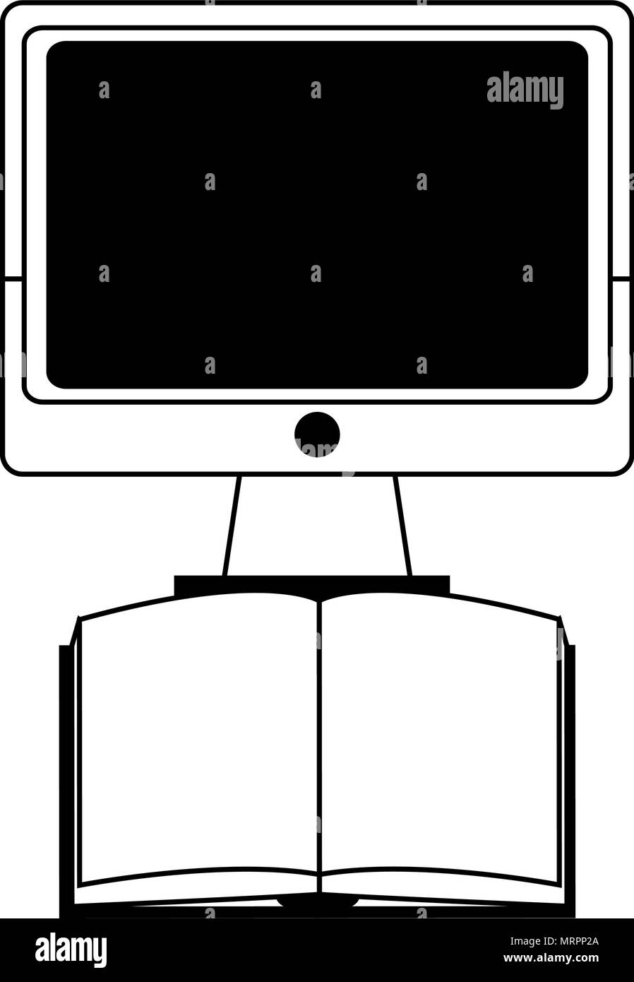 Computer and book in black and white Stock Vector Image & Art - Alamy