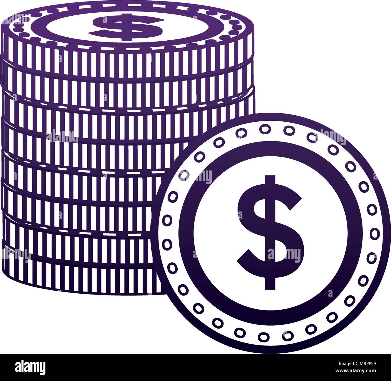 Coins stacked cartoons in purple lines Stock Vector Image & Art - Alamy