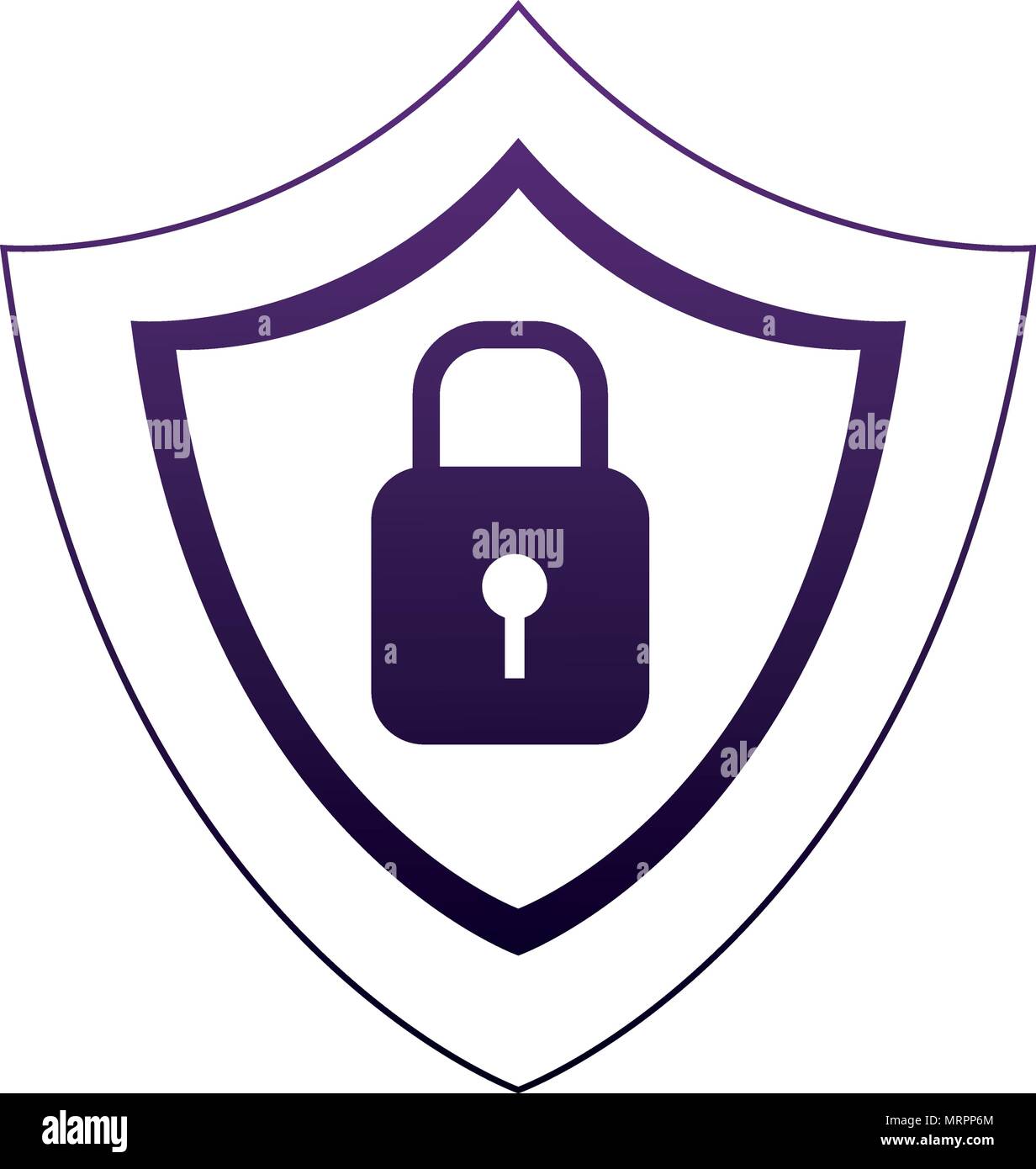 Shield with padlock security symbol in purple lines Stock Vector Image ...