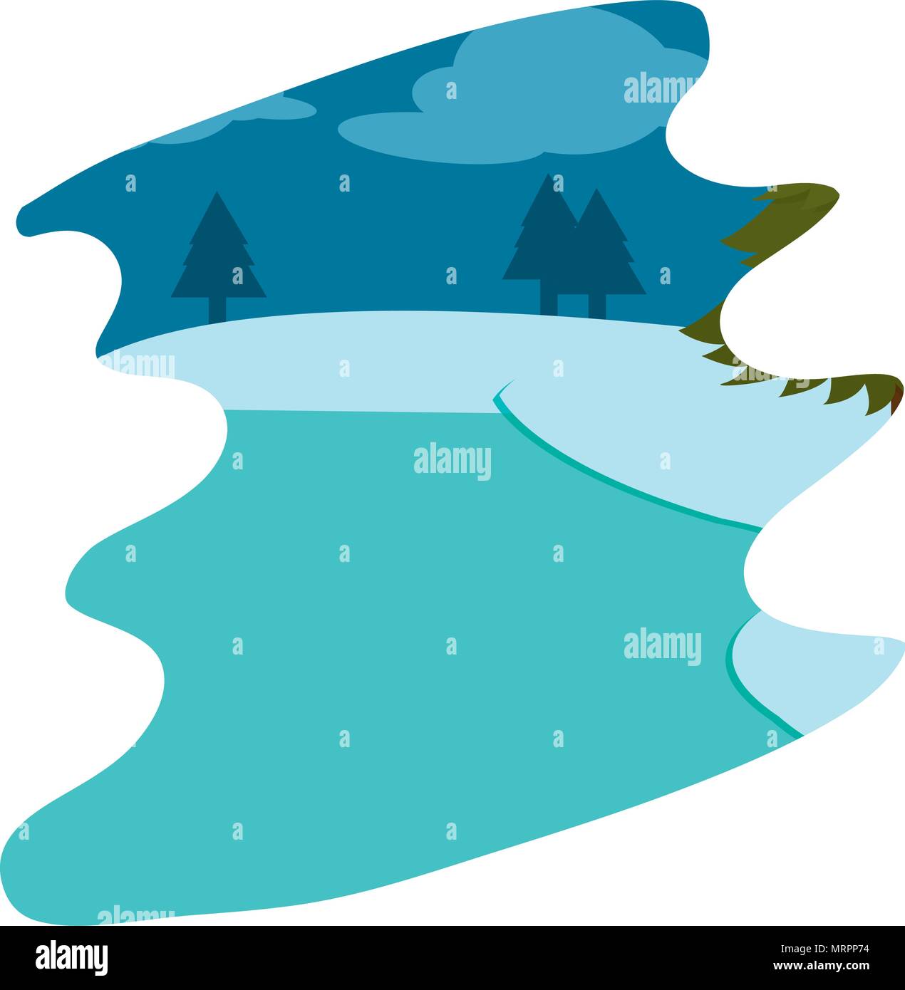 Winter river covered ice Stock Vector Images - Alamy