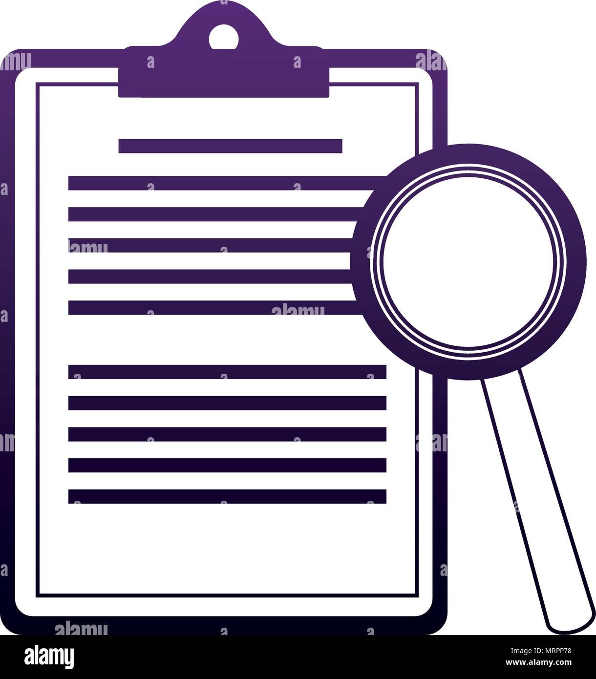 Clipboard with magnifying glass in purple lines Stock Vector Image ...