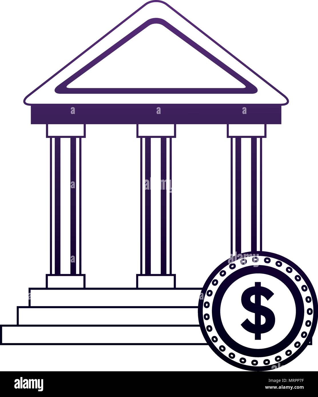 Bank building symbol in purple lines Stock Vector Image & Art - Alamy