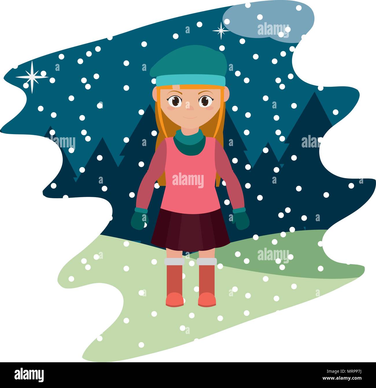 Freezing girl Stock Vector Images - Alamy